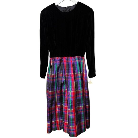 Talbots | Dresses | Vintage Talbots Evening Long Dress Ml Velvet Plaid ...